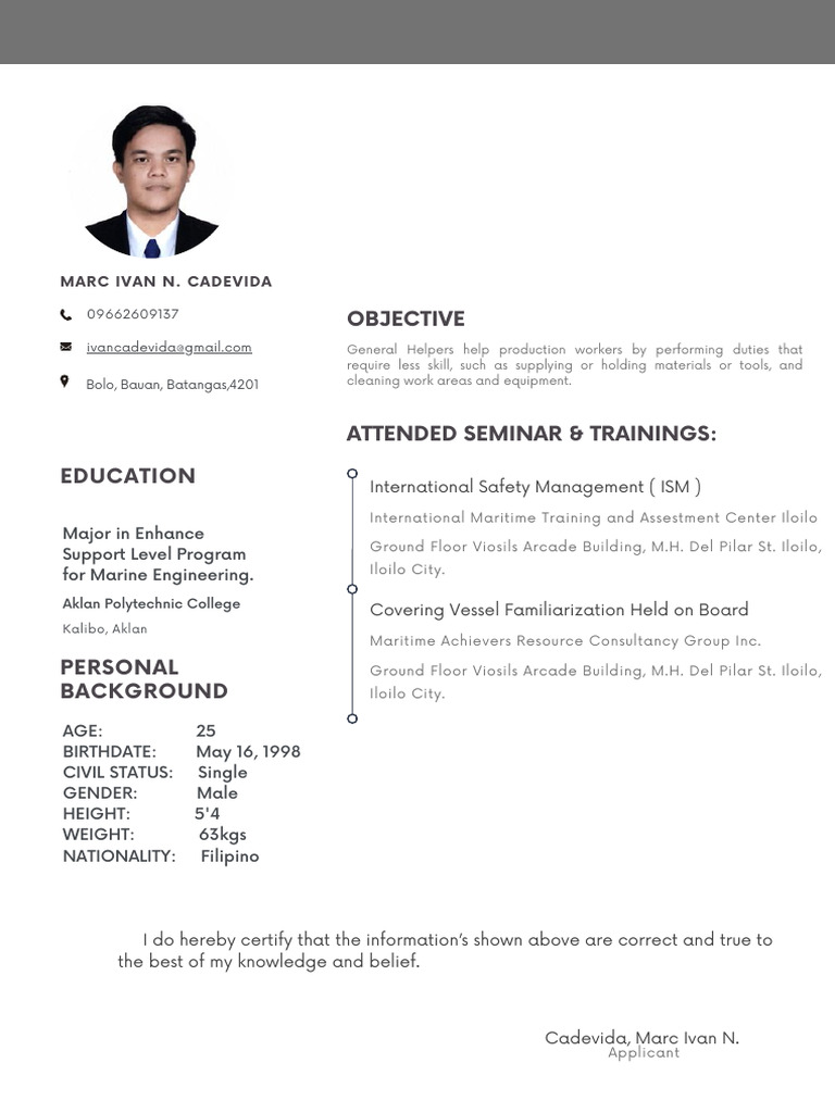 Minimalist Modern Professional CV Resume | PDF