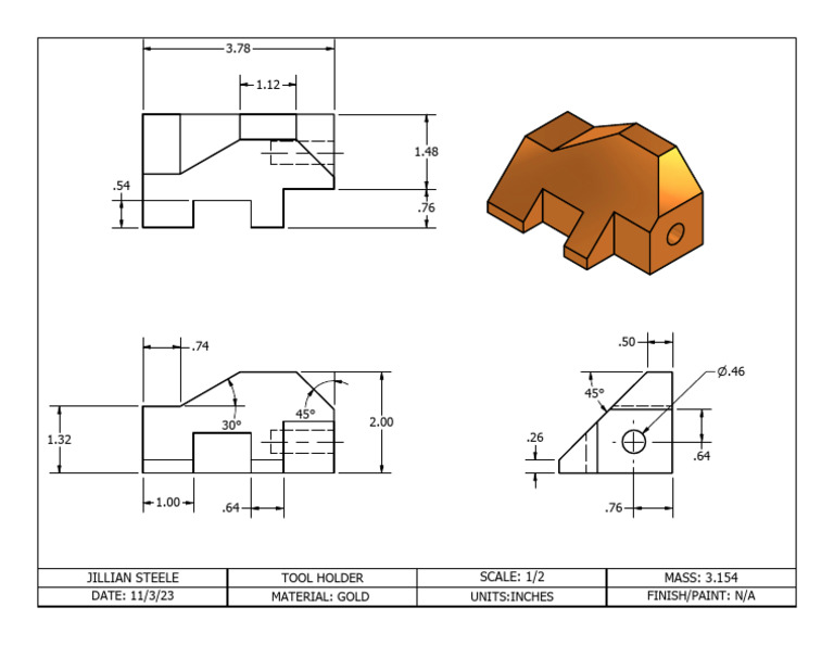 Tool Holder Orthographic | PDF