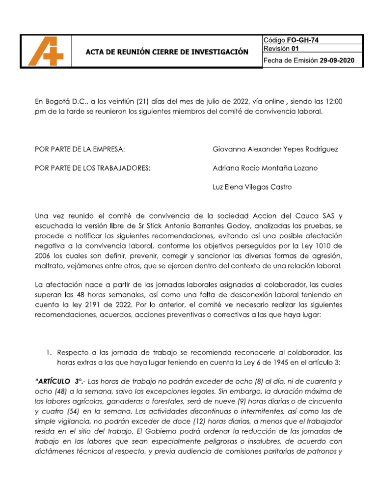 Acta Cierre Signed | PDF