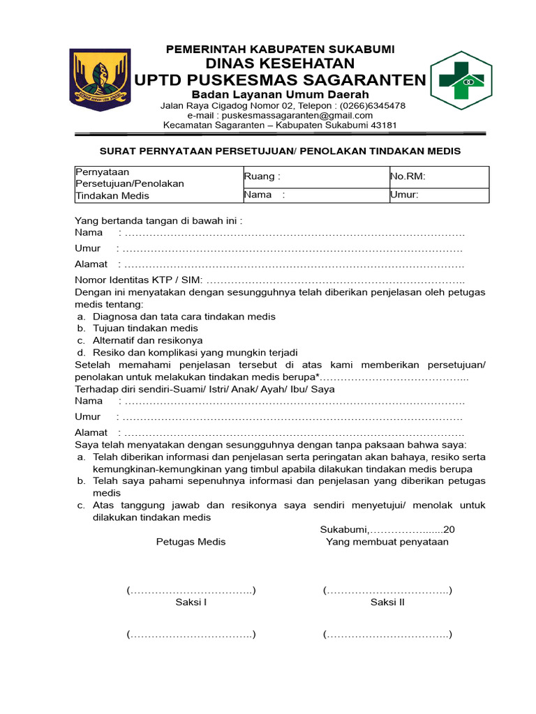 Form Persetujuan Tindakan | PDF