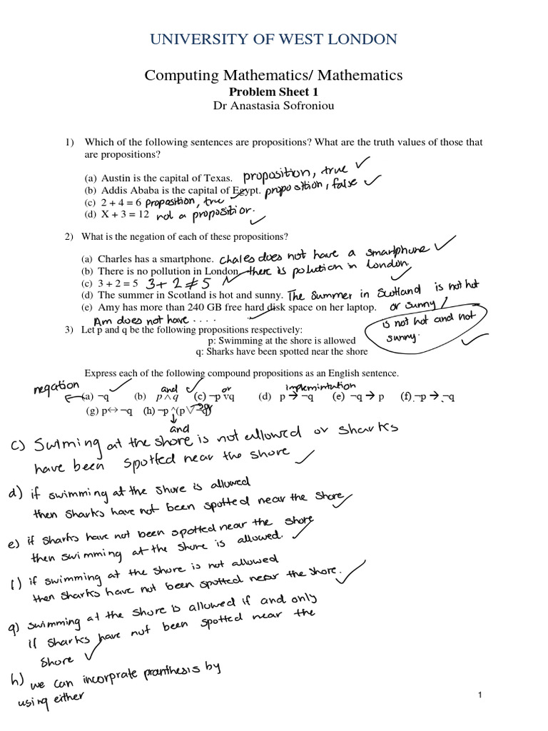 Week 2 Problem Sheet | PDF