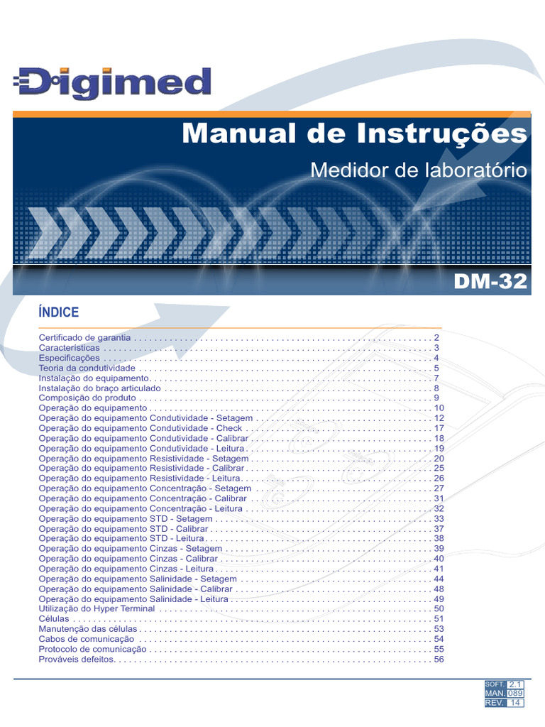 Manual do Medidor DM-32: Instruções e Especificações | PDF | Eletrólito ...