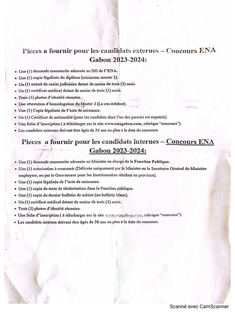 Dossier à Fournir Concours ENA | PDF