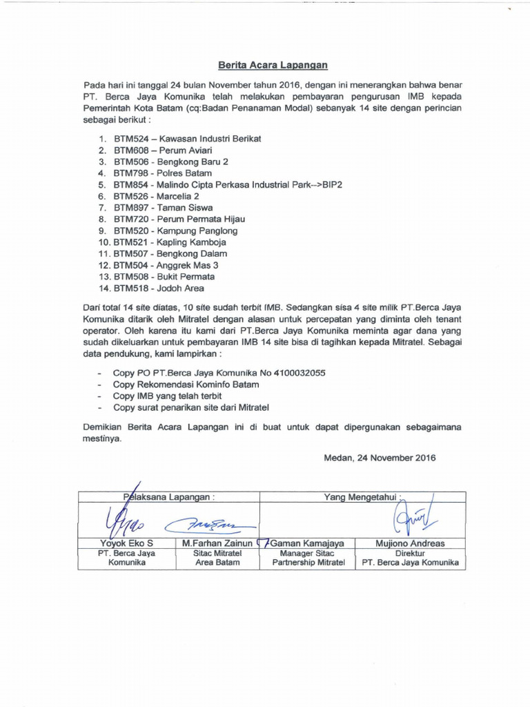Pembayaran IMB PT. Berca Jaya | PDF