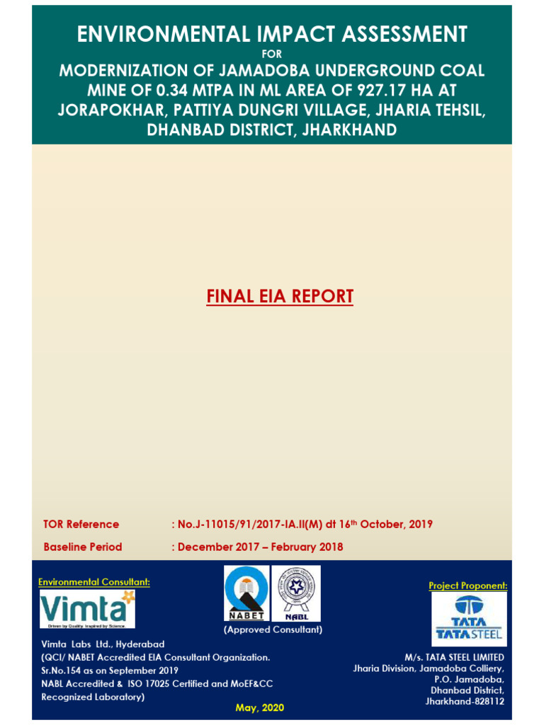 Environmental Impact Assessment: Final Eia Report | PDF | Coal Mining | Mining