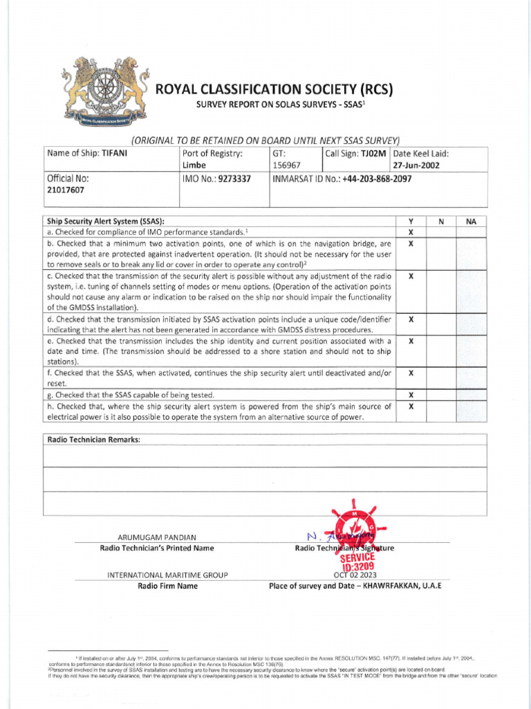 Tifani RCS Class Ssas Checklist | PDF | Telecommunications | Computing
