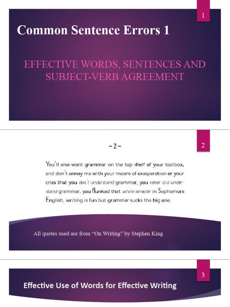 Common Sentence Errors 1 | PDF | Subject (Grammar) | Verb