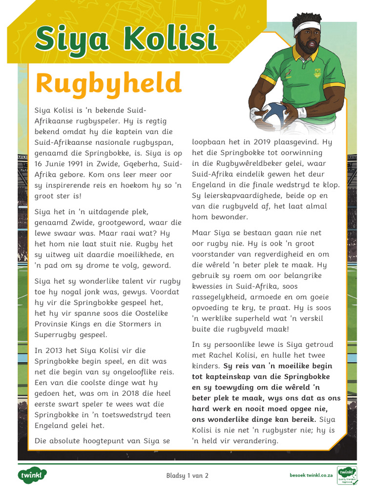Za Fal 1695827431 Siya Kolisi Rugbyheld Begripstoets | PDF