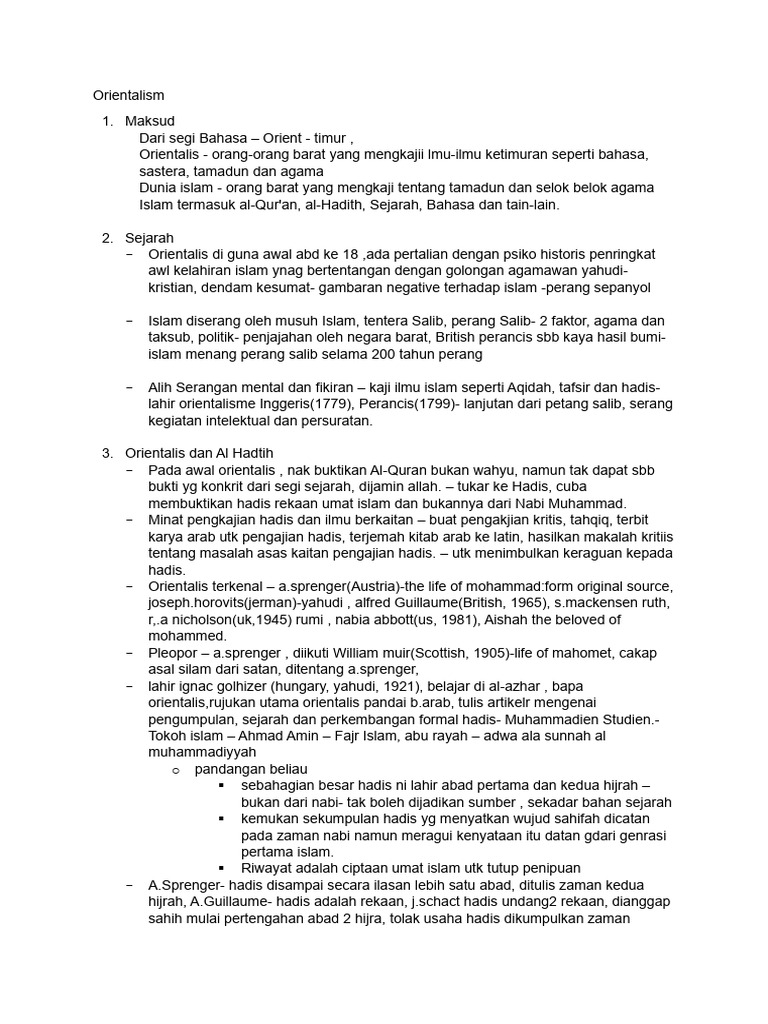 Nota Ringkasan Orientalism | PDF | Agama & Spiritualitas
