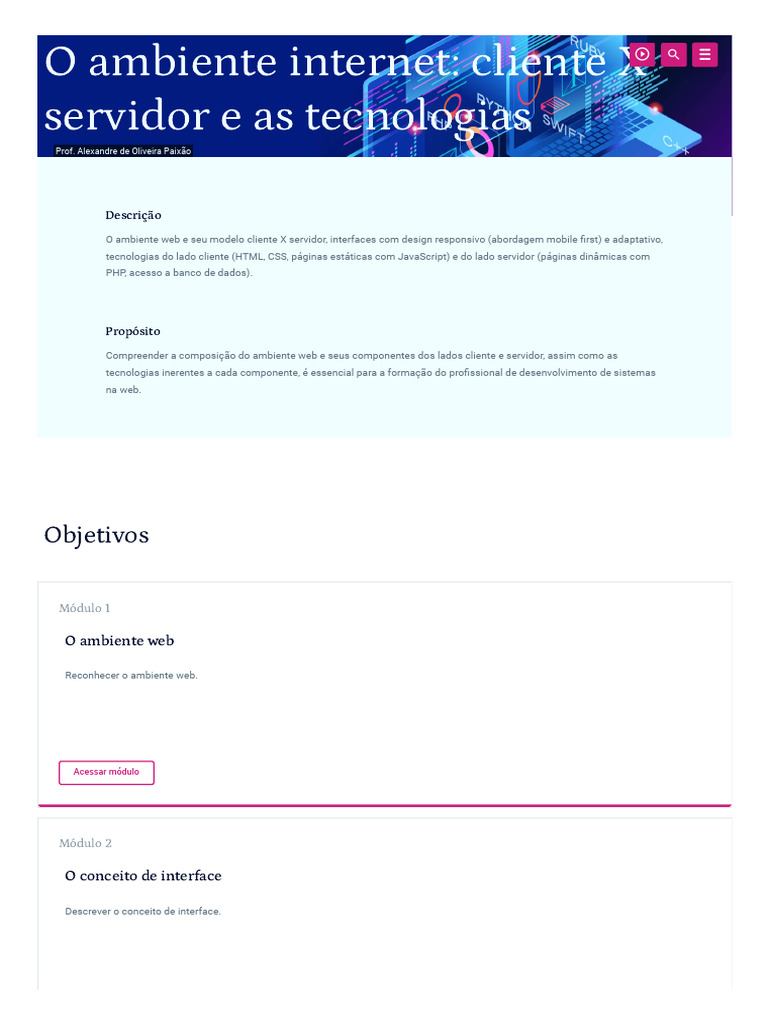 Tema 1 - O Ambiente Web Cliente X Servidor e As Tecnologias | PDF ...