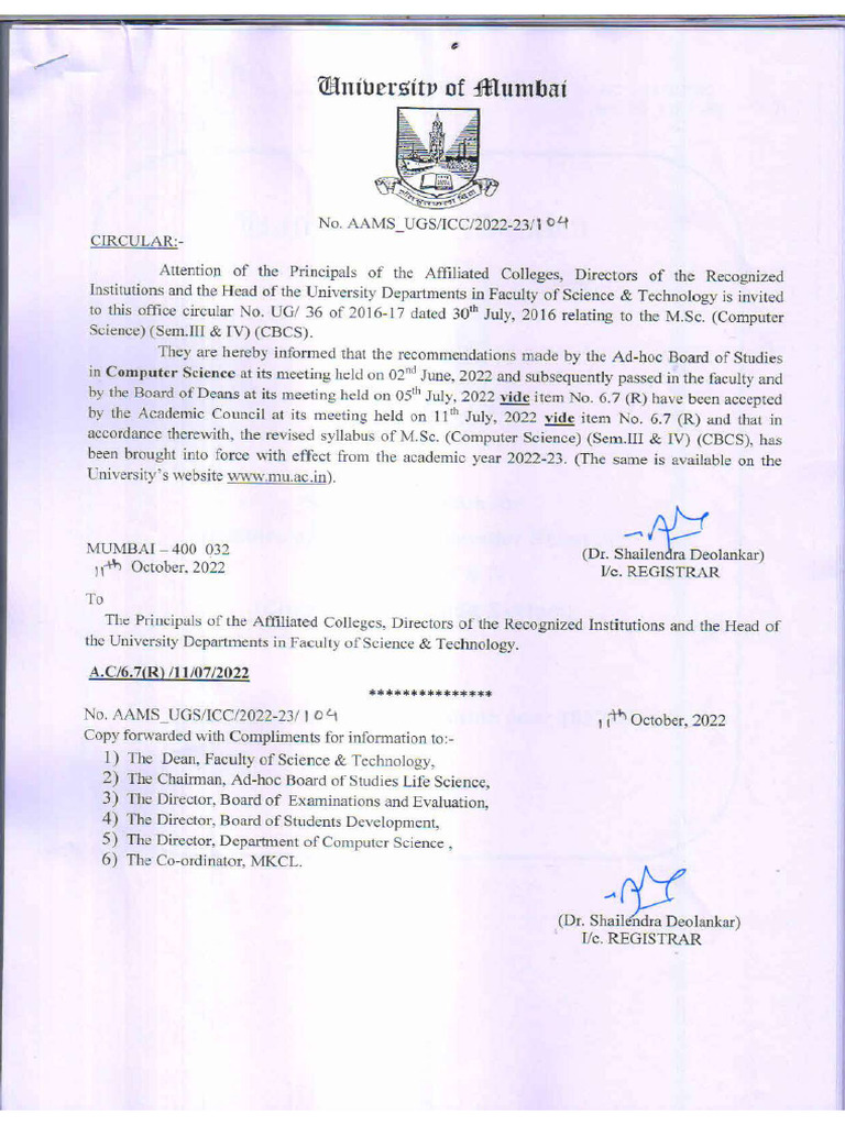 MSC Computer Science Part II (SEM III & IV) Syllabus | PDF ...