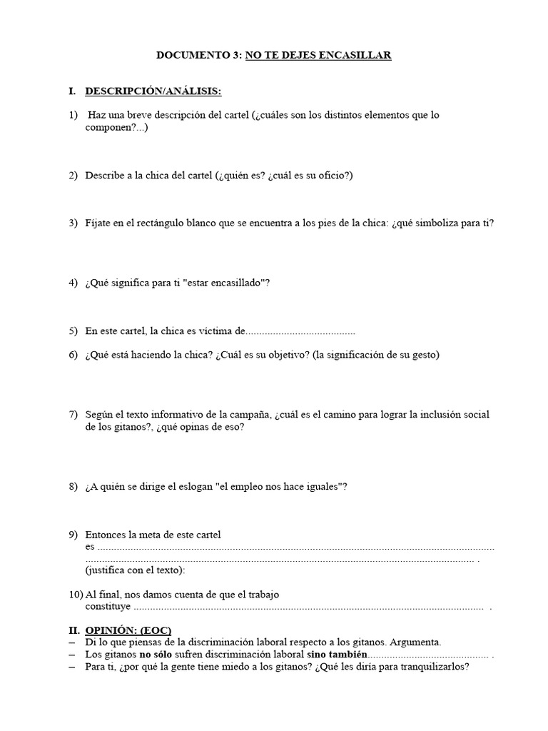 No Te Dejes Encasillar-Fiche Élève | PDF