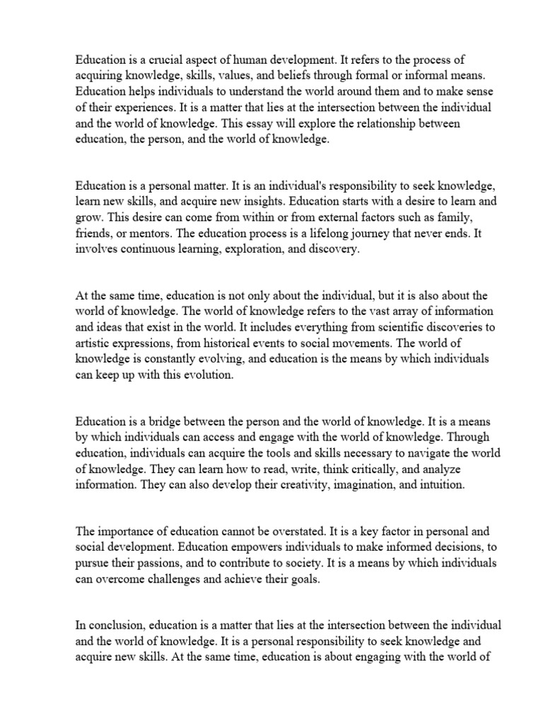 Education Is A Crucial Aspect of Human Development | PDF