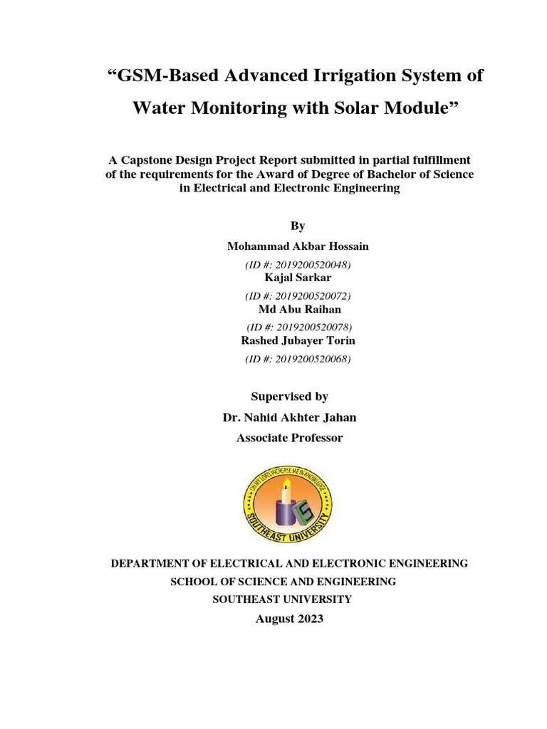GSM-Based Advanced Irrigation System of Water Monitoring With Solar ...