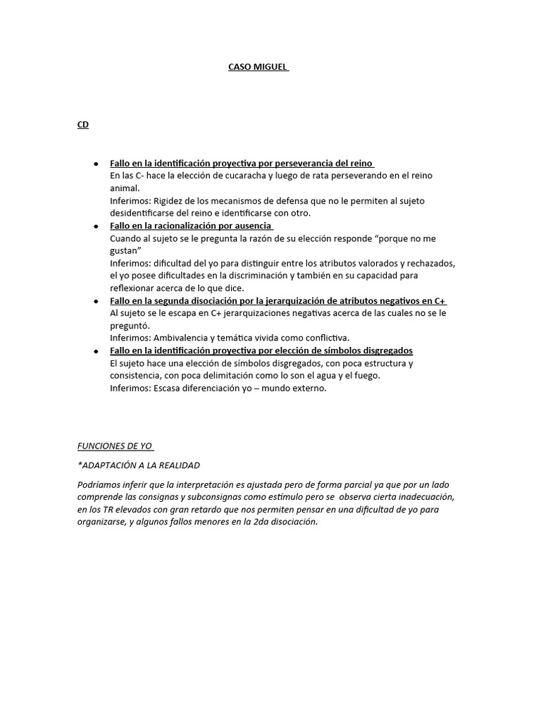 CASO MIGUEL y JENNI | PDF | Conceptos psicologicos | Sicología
