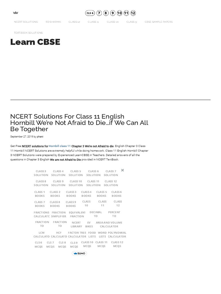 NCERT Solutions For Class 11 English Hornbill Chapter 3 | PDF | Courage ...