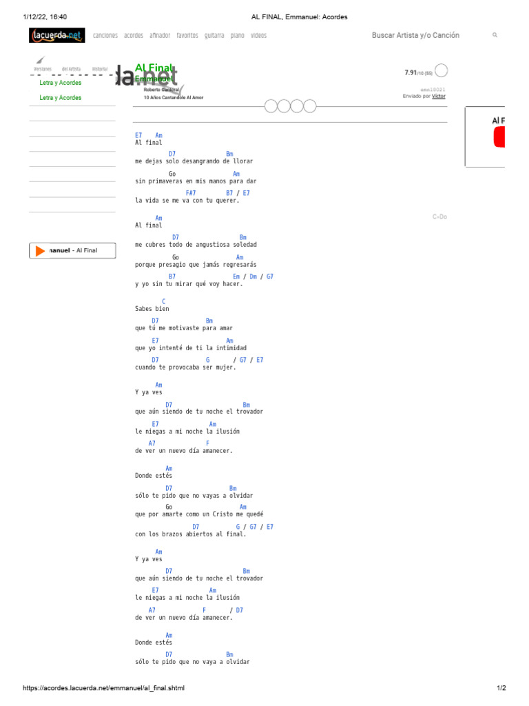 AL FINAL, Emmanuel - Acordes | PDF