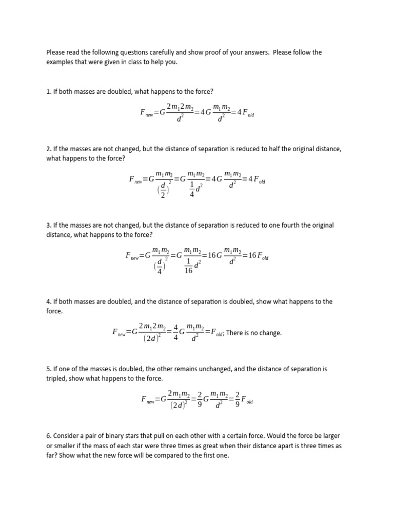 Universal Law of Gravity (ULOG) Assignment KEY | PDF | Physical ...