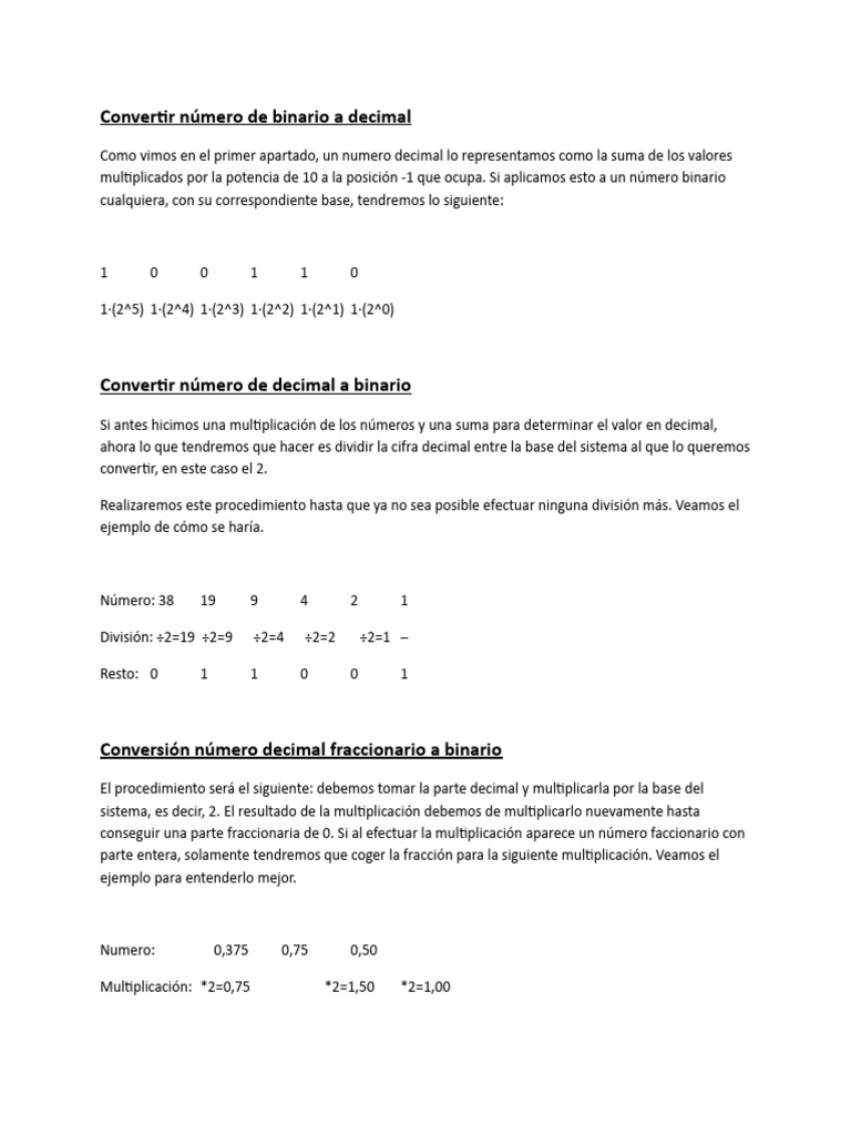 Resumen Siinf | PDF | Decimal | Multiplicación