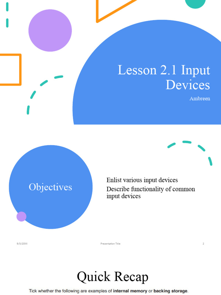 Lesson 2 1 Input Devices Pdf Touchscreen Computer Keyboard