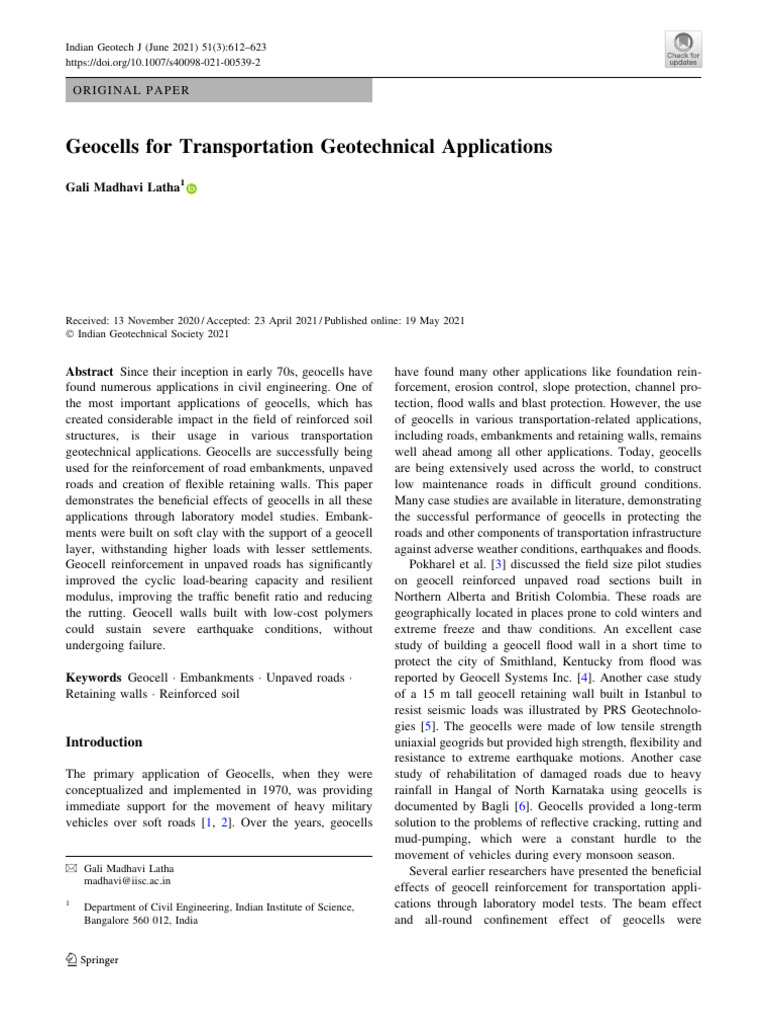 Geocells For Transportation Geotechnical Applications | PDF ...