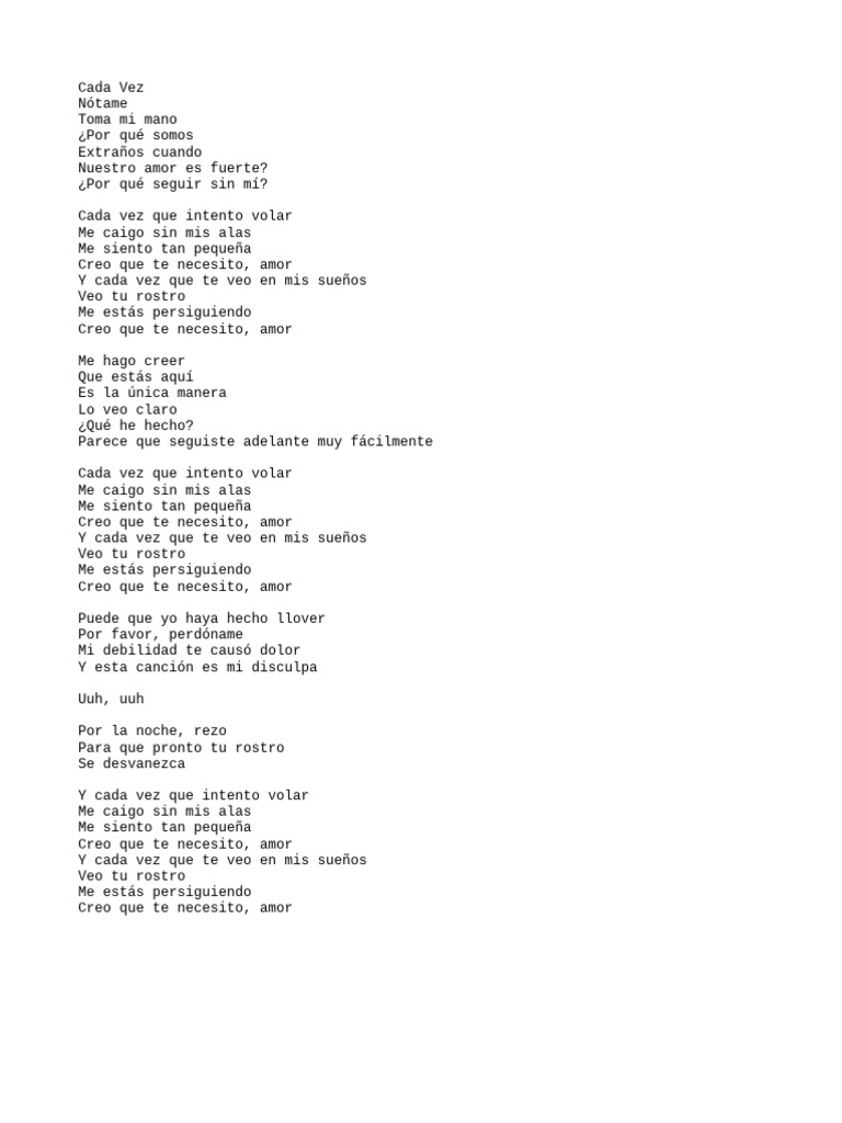 britney spears everytime letra en español | PDF