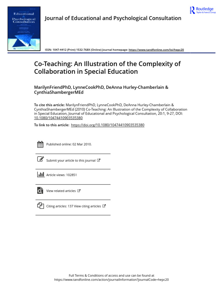 Co-Teaching An Illustration of The Complexity of Collaboration in ...