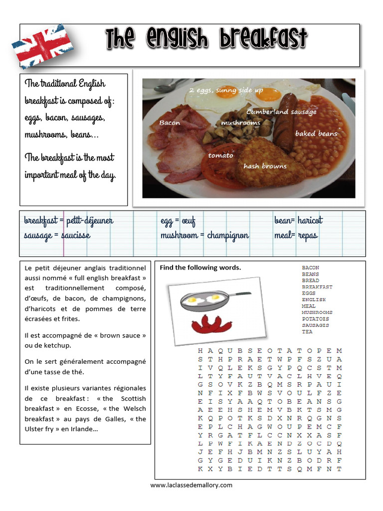 Petit Déjeuner Anglais Traditionnel | PDF