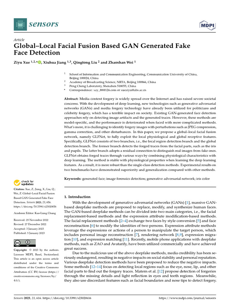 Global-Local Facial Fusion Based GAN Generated Fake Faces | PDF | Deep ...