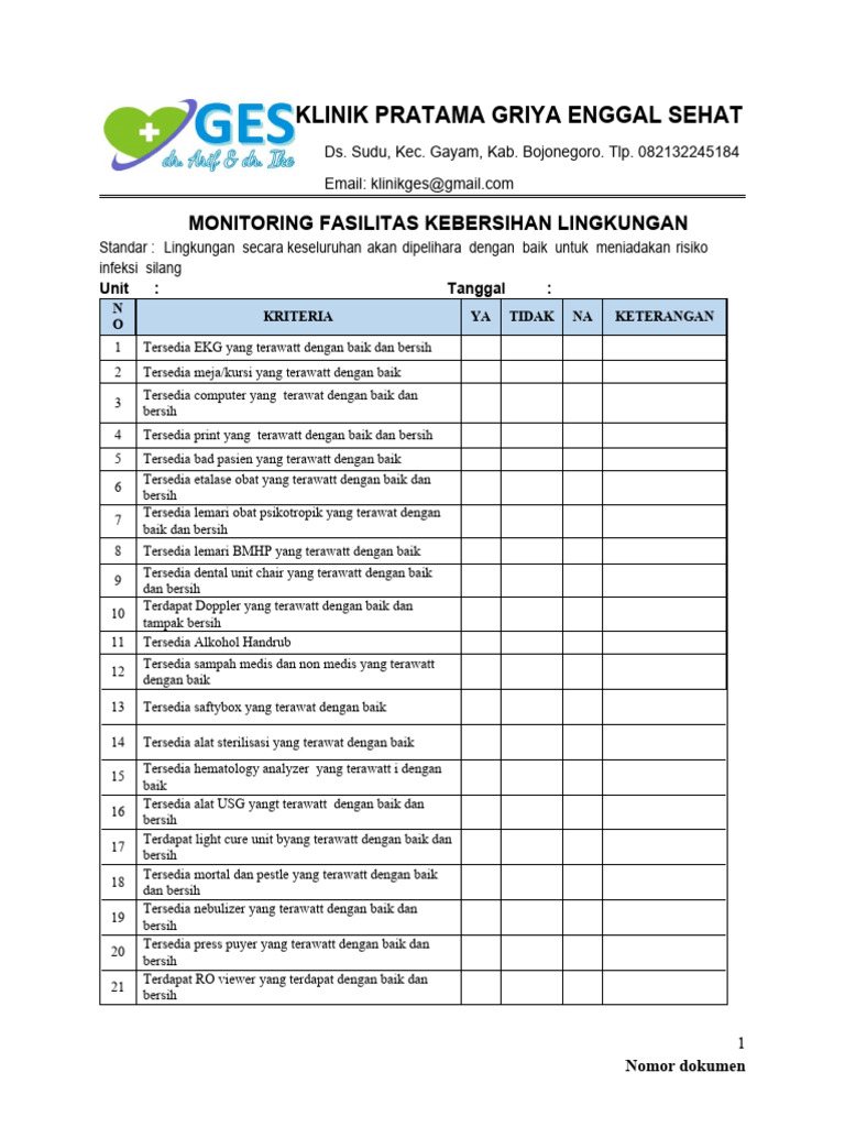 Monitoring Sarpras Kebersihan Lingkungan Kurang-1 | PDF