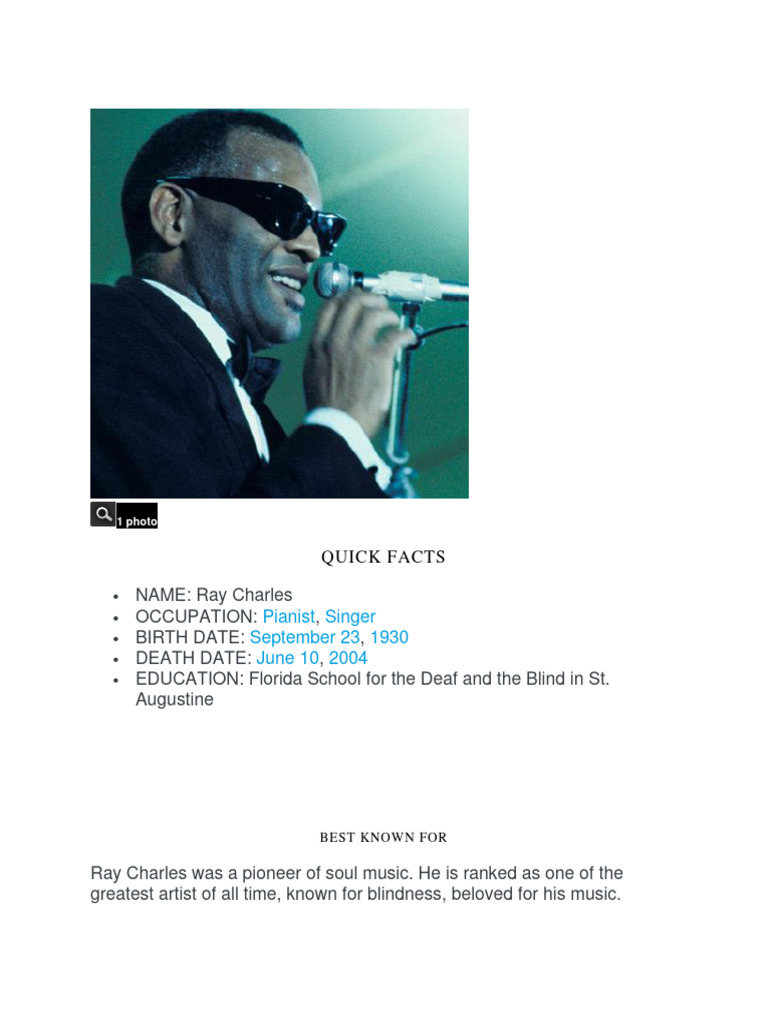 Ray Charles Worksheet1 | PDF | Blues | Jazz