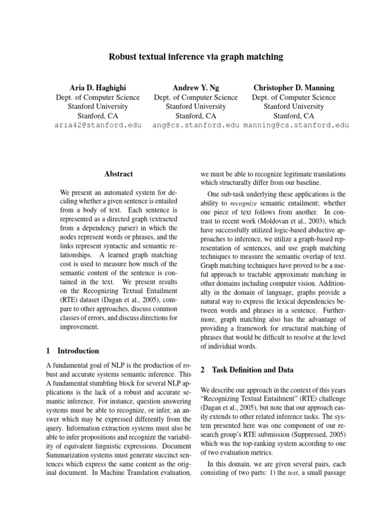 Emnlp05 Textinferencegraphmatching | PDF | Vertex (Graph Theory) | Parsing