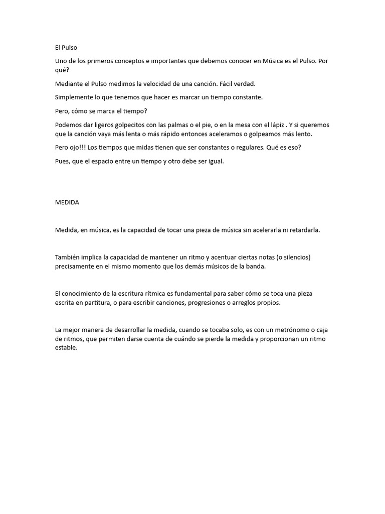 Medida, Pulso y Ritmo | PDF | Artes del Lenguaje y Comunicación