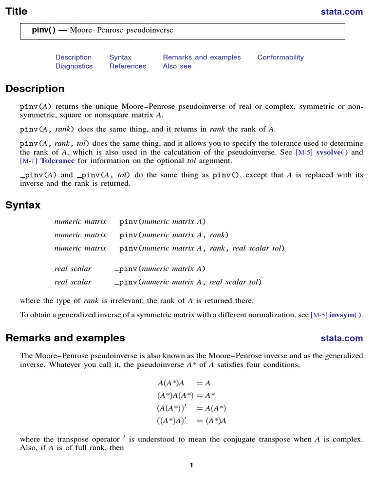 M 5pinv | PDF | Matrix (Mathematics) | Matrix Theory