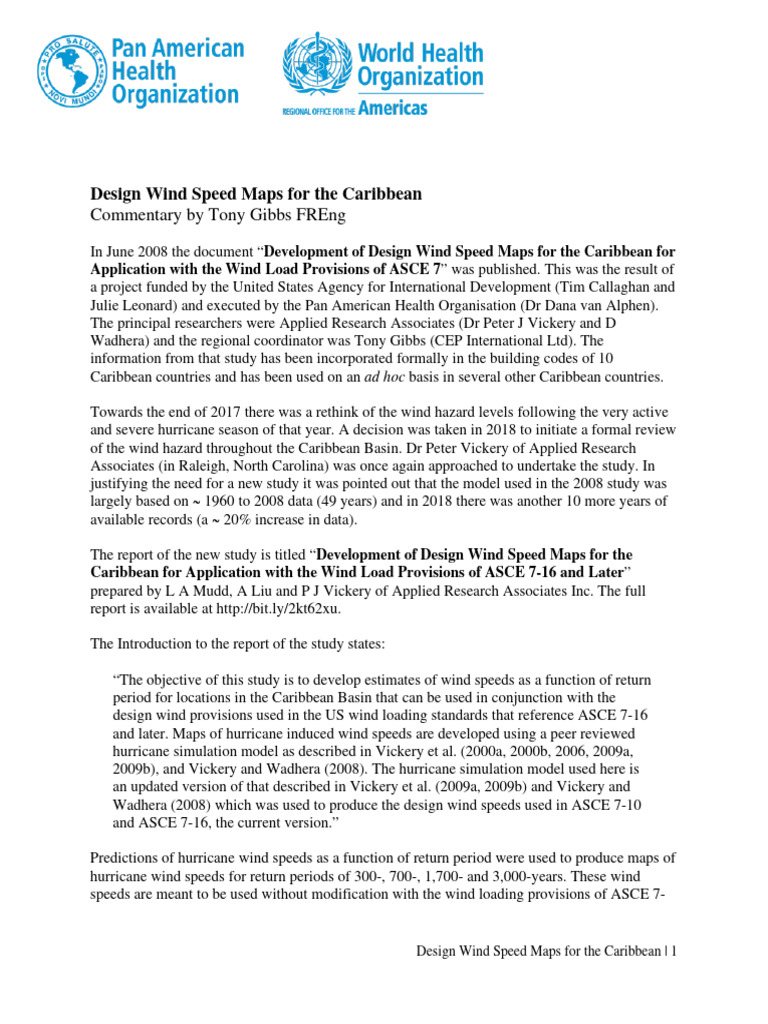 Design Wind Speed Maps For The Caribbean | PDF | Wound | Wind Speed
