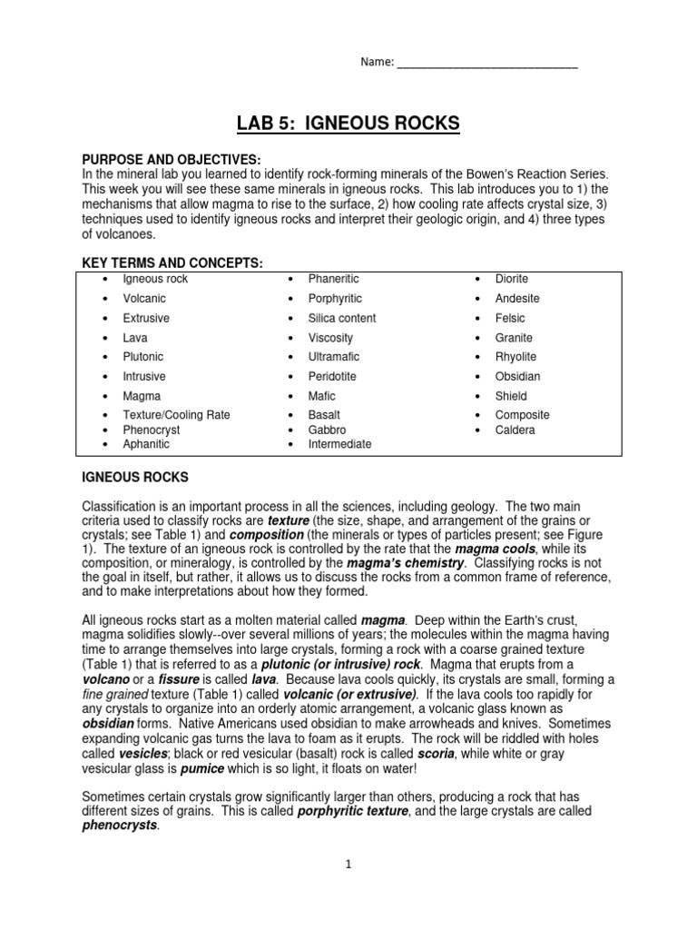 Lab 5 Igneous | PDF | Igneous Rock | Magma