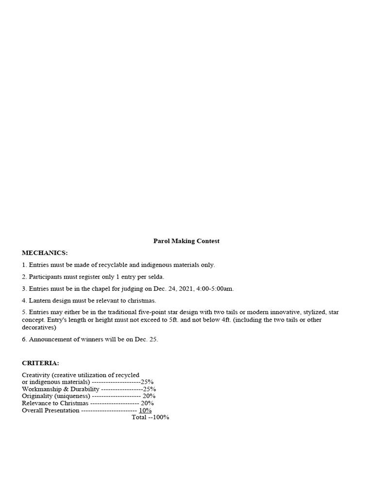 Parol Making Contest | PDF