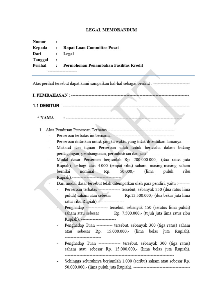 Contoh Legal Memorandum Kredit | PDF | Komputer