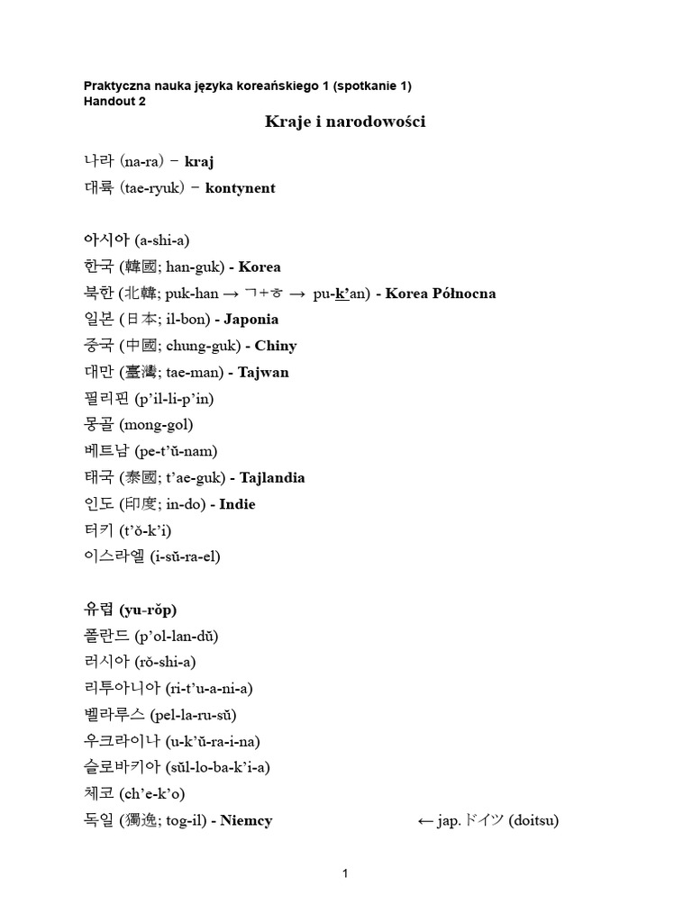 kraje i narodowości koreański | PDF