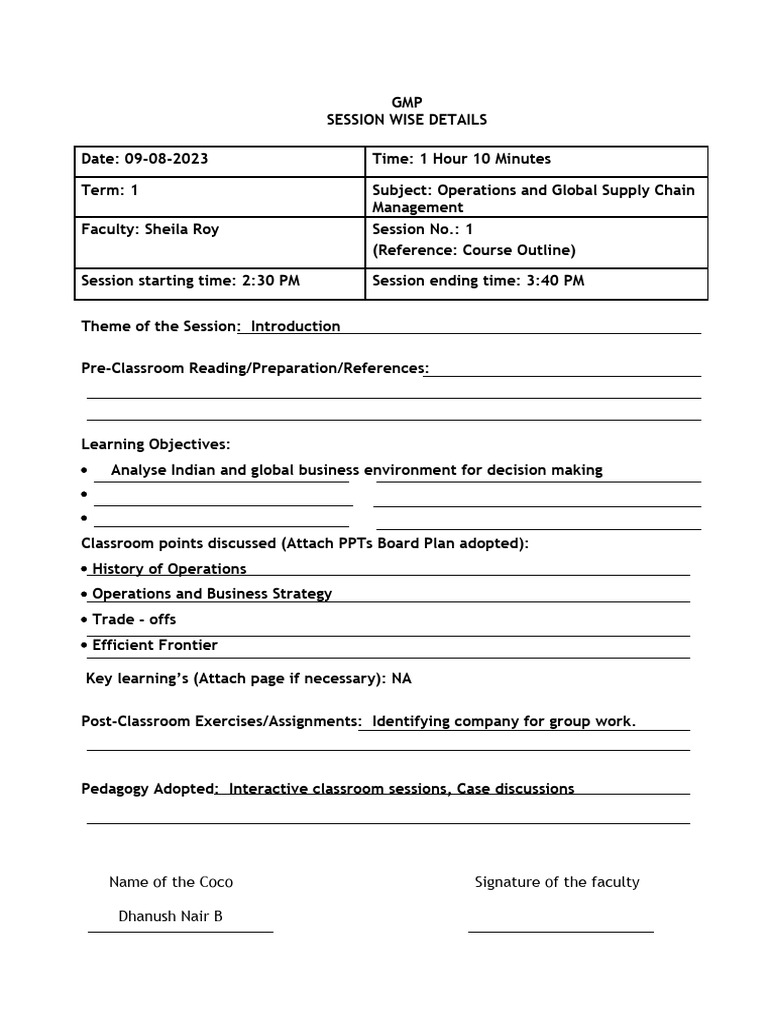 O&GSCM Session Details | PDF | Logistics | Supply Chain