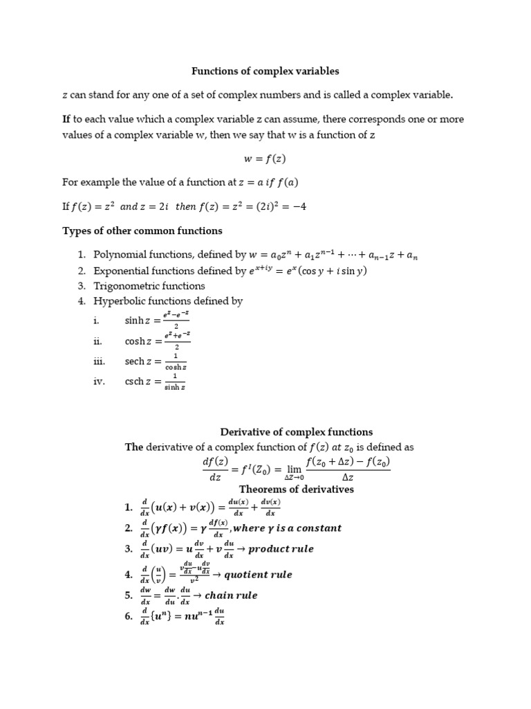 Functions of Complex Variables Explained | PDF | Partial Differential ...