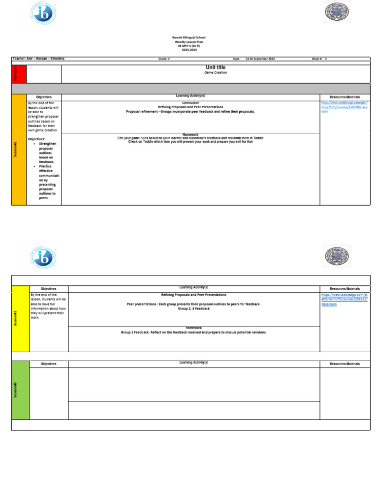 Grade 9 Weekly Plan 24 Sep | PDF | Lesson Plan | Cognitive Science