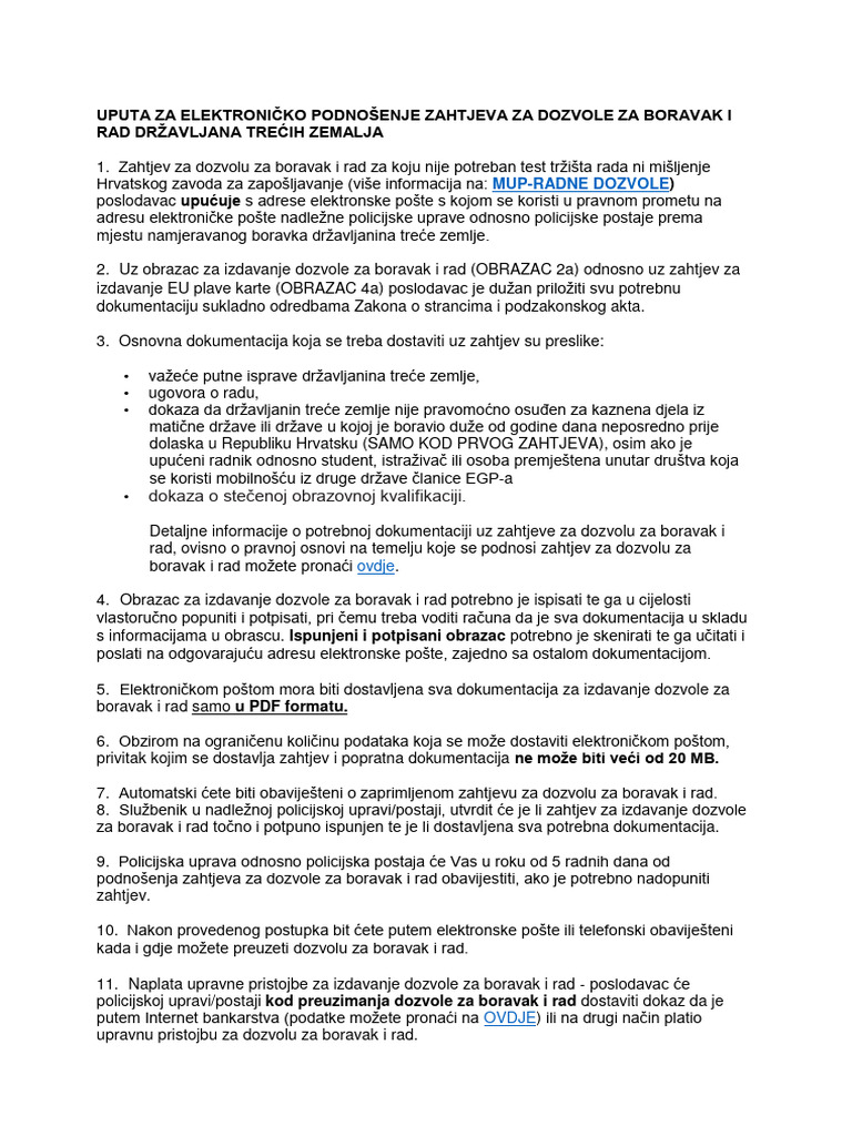 UPUTA ZA ELEKTRONICO PODNOSENJE ZAHTJEVA ZA DOZVOLE ZA BORAVAK I RAD ...