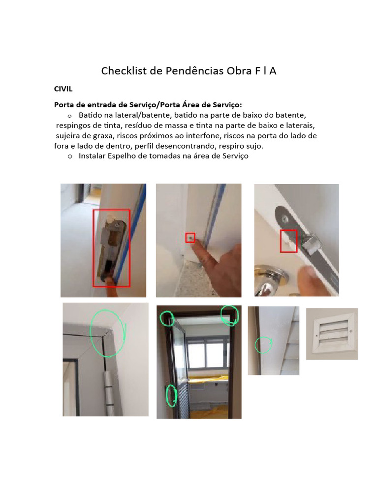 Checklist de Pendências da Obra F l A | PDF | Bens manufaturados