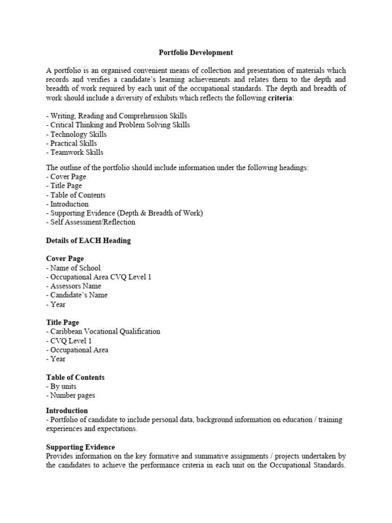 CVQ Portfolio Guide for Candidates | PDF