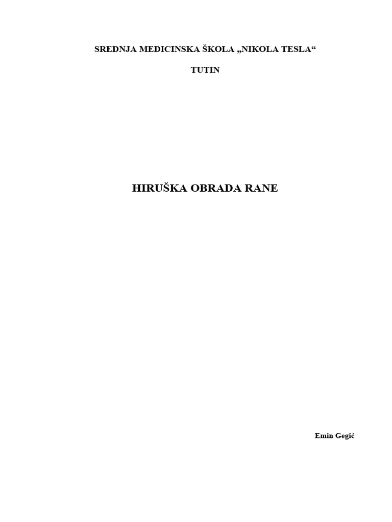 Hiruška Obrada Rane | PDF