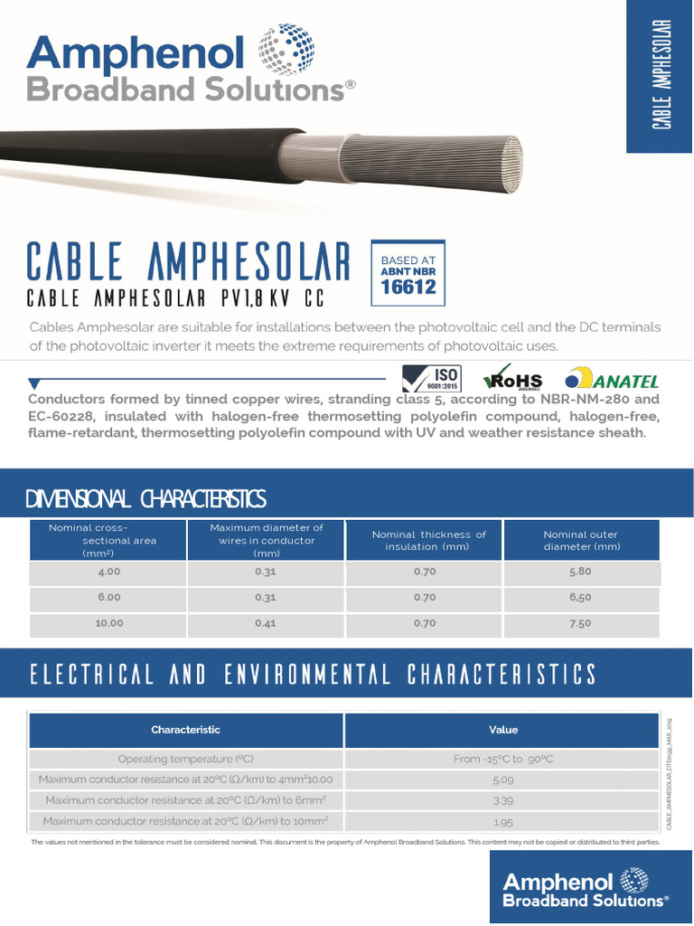 Cable Solar Tox Free 1x4 mm² Outdoor | PDF | Ingenieria Eléctrica ...