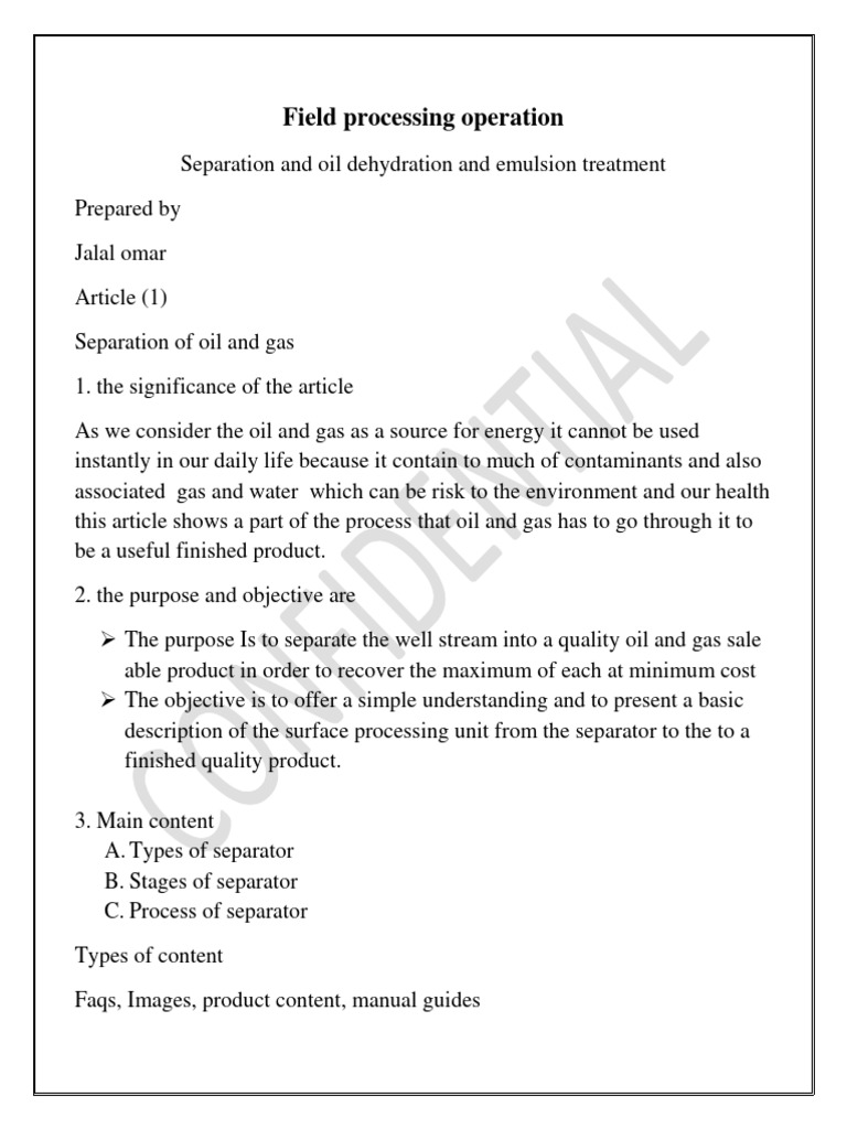 Field Processing Operation | Download Free PDF | Chemical Engineering ...