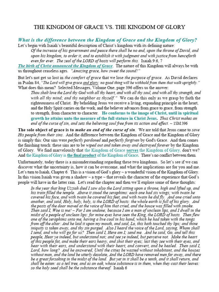 The Kingdom Of Grace Glory Pdf Glory Religion Jesus
