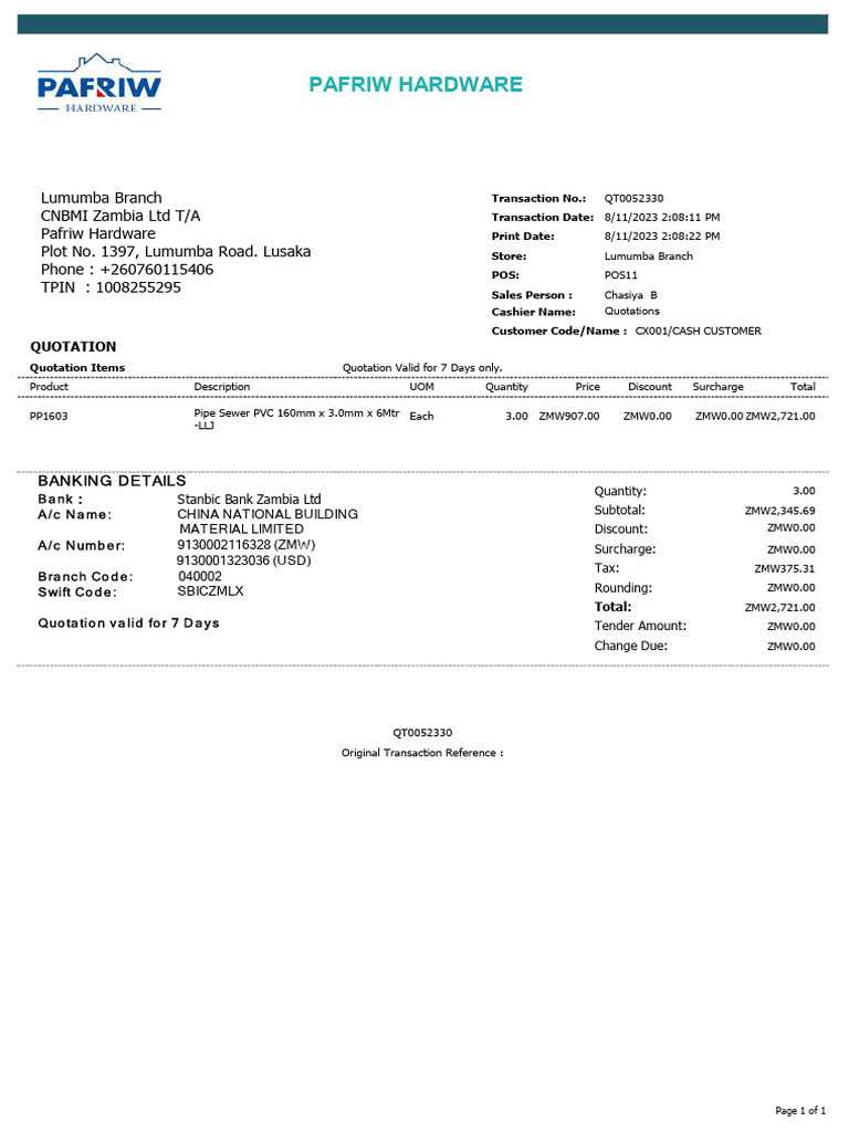 Pafriw Hardware | PDF | Market (Economics) | Trade